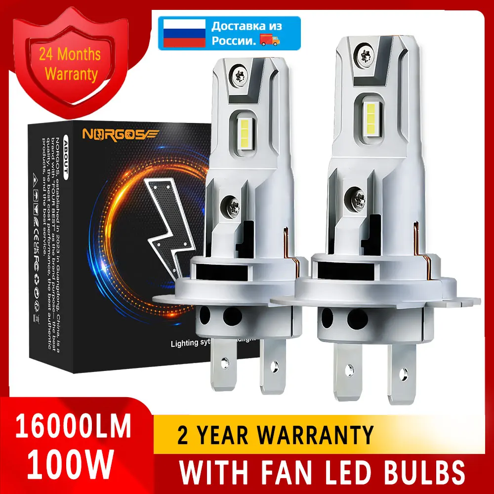 Norgos Led Bulb H7 Headlight Led H7 Bulbs Head Lamp 16000lm Turbo High ...