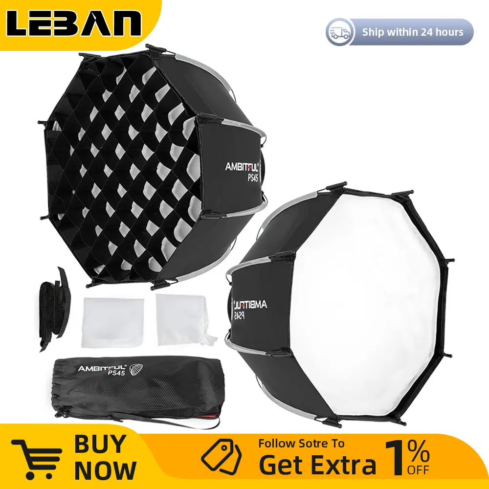AMBITFUL-PS45-Mini-Quickly-Release-Bowens-mount-Softbox-Honeycomb-Grid ...