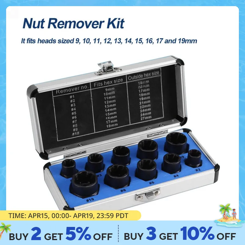 10PC-Broken-Nut-Bolt-Extractor-Socket-Head-To-Take-Hexagonal-Screw-Tool ...