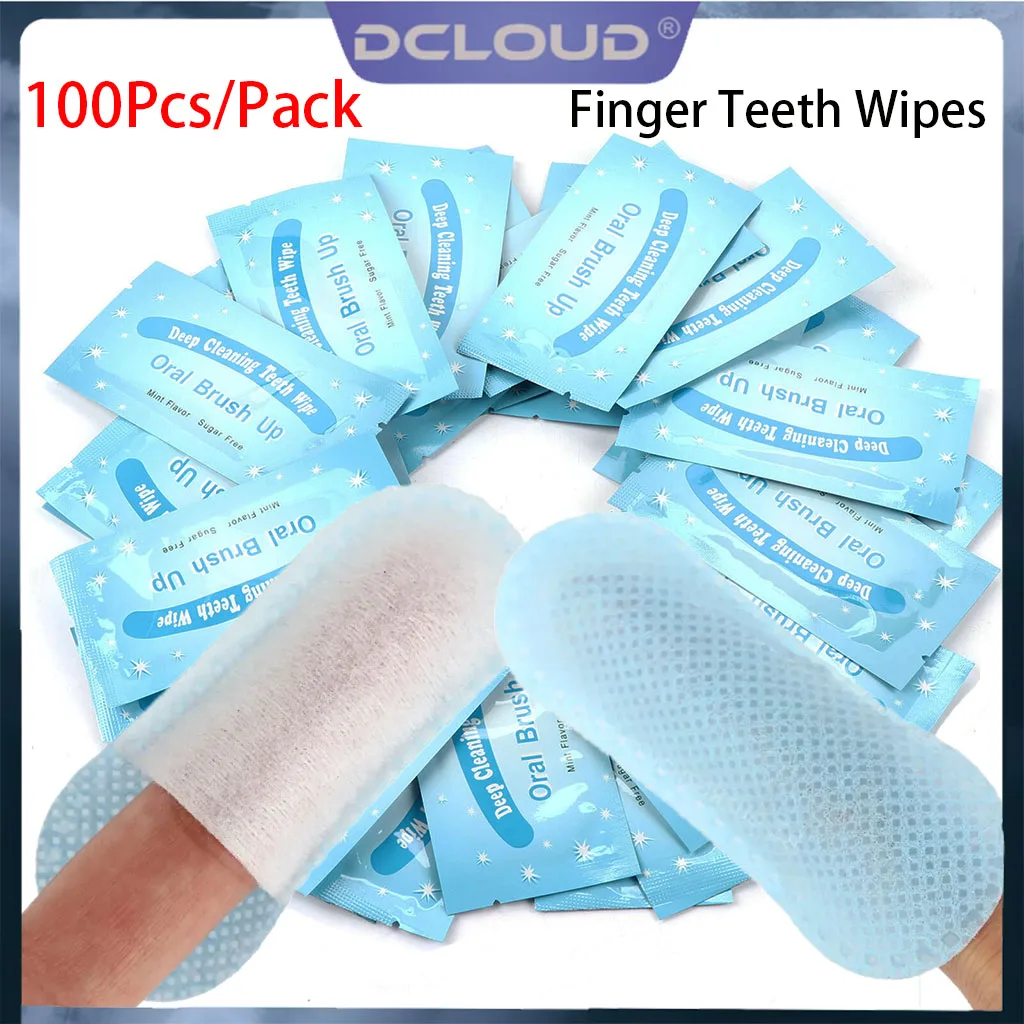 100Pcs-Pack-Dental-Whitening-Textured-Finger-Teeth-Wipes-Travel ...