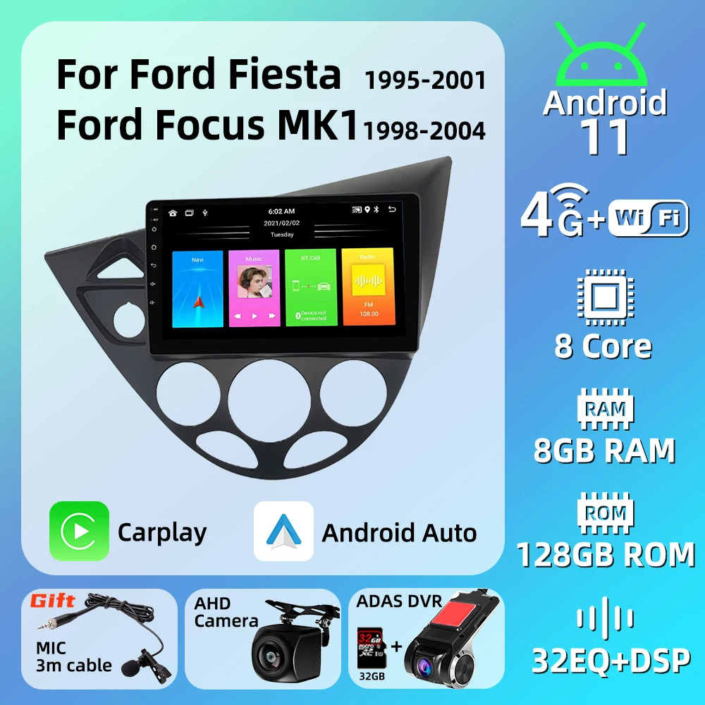 9 Inch Multimedia for Ford Fiesta 1995-2001 Focus MK1 1998-2004 Car ...