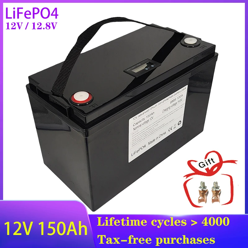 12V-150Ah-160Ah-180A-LiFePO4-Battery-12-8V-Lithium-Power-Battery-LCD ...