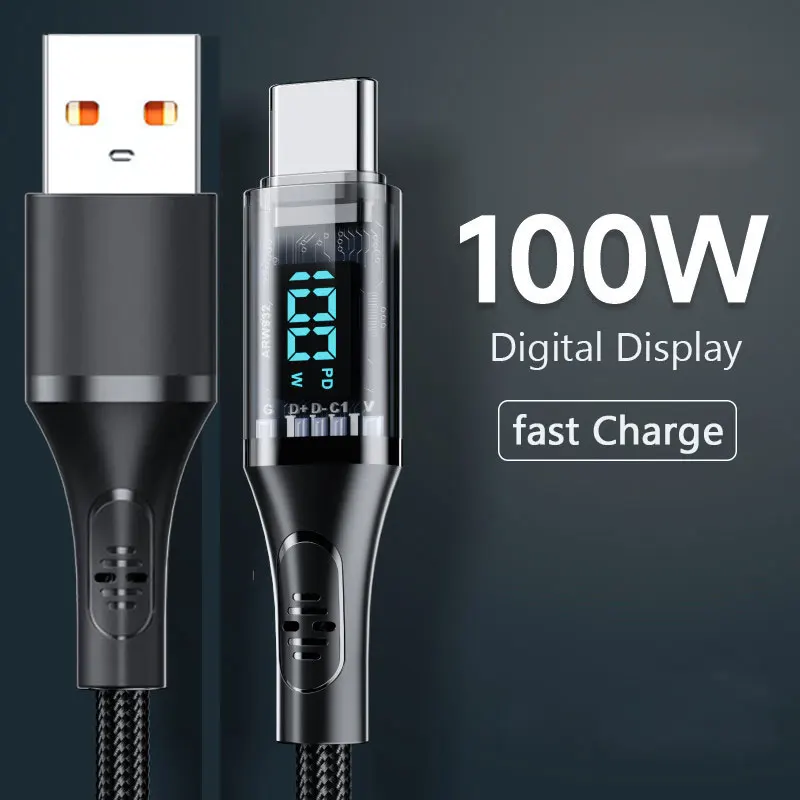 7A-100W-Digital-Display-PD-Fast-Charging-Type-C-to-Type-C-Cable-6A-66W ...