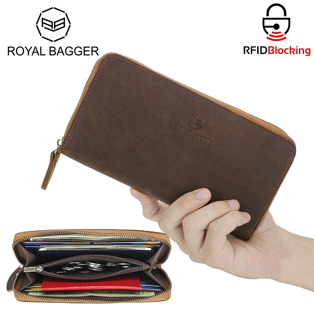 Royal-Bagger-Retro-RFID-Long-Wallets-for-Men-Genuine-Leather-Zipper ...