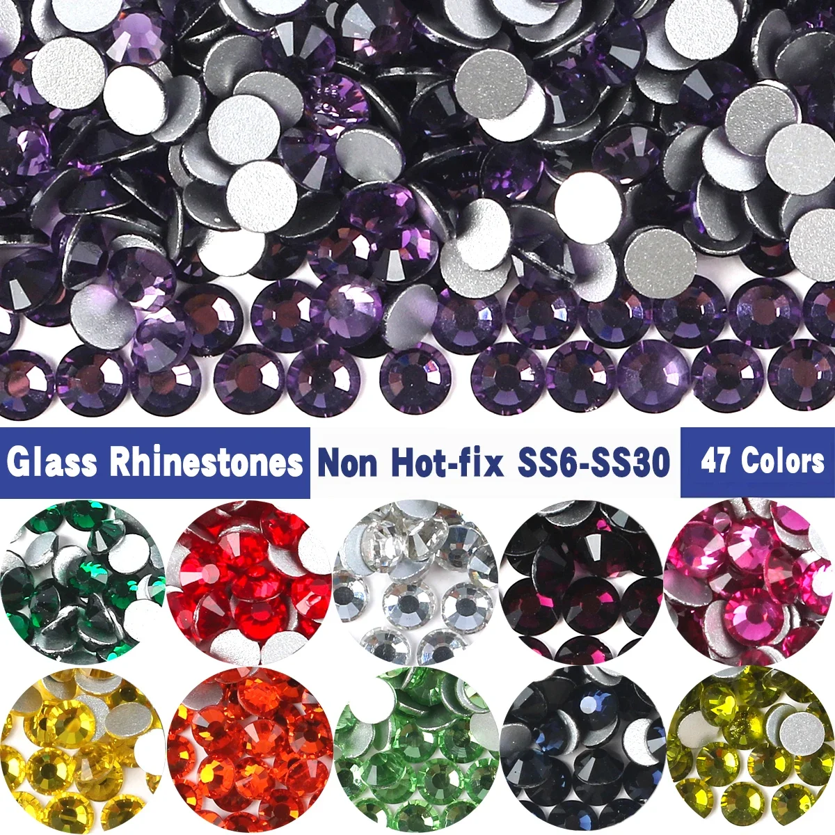 SS6-SS10-SS16-SS20-SS30-Super-Glitter-Rhinestone-Crystal-Clear-Non ...