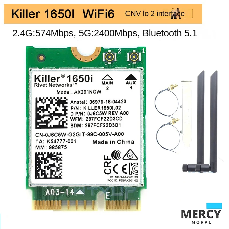 Killer-1650i-AC-Dual-Band-2-4Gbps-Wireless-AX201-Wifi-Card-AX201NGW-802 ...