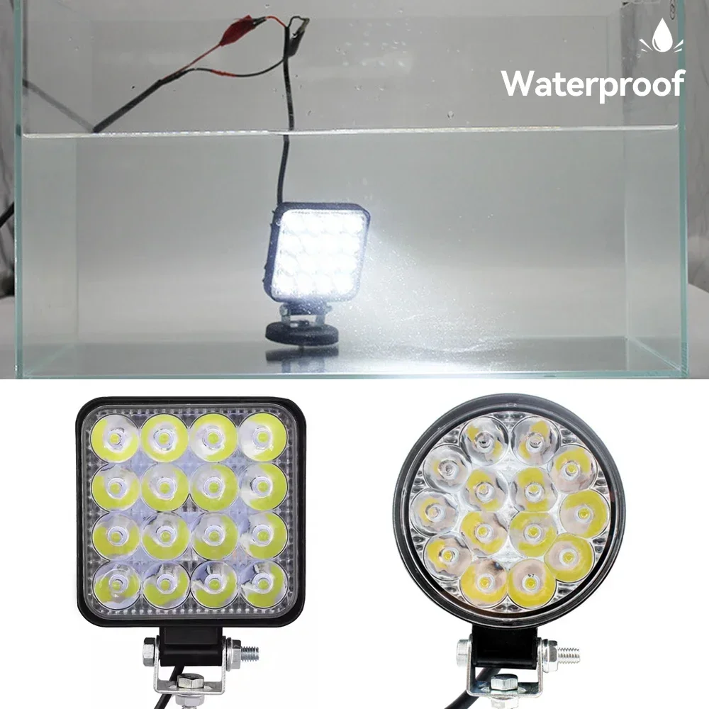 48W-Car-LED-Bar-Worklight-MINI-16SMD-Round-Square-Work-Light-12V-Auto ...