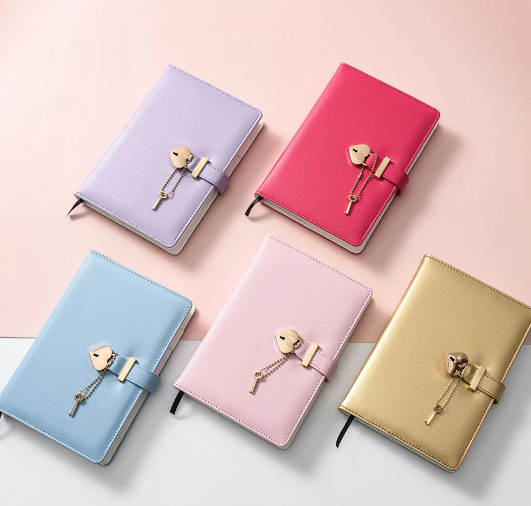 A5-Vintage-Lockable-Journal-with-Heart-Shape-Lock-Key-Secret-Notebook ...