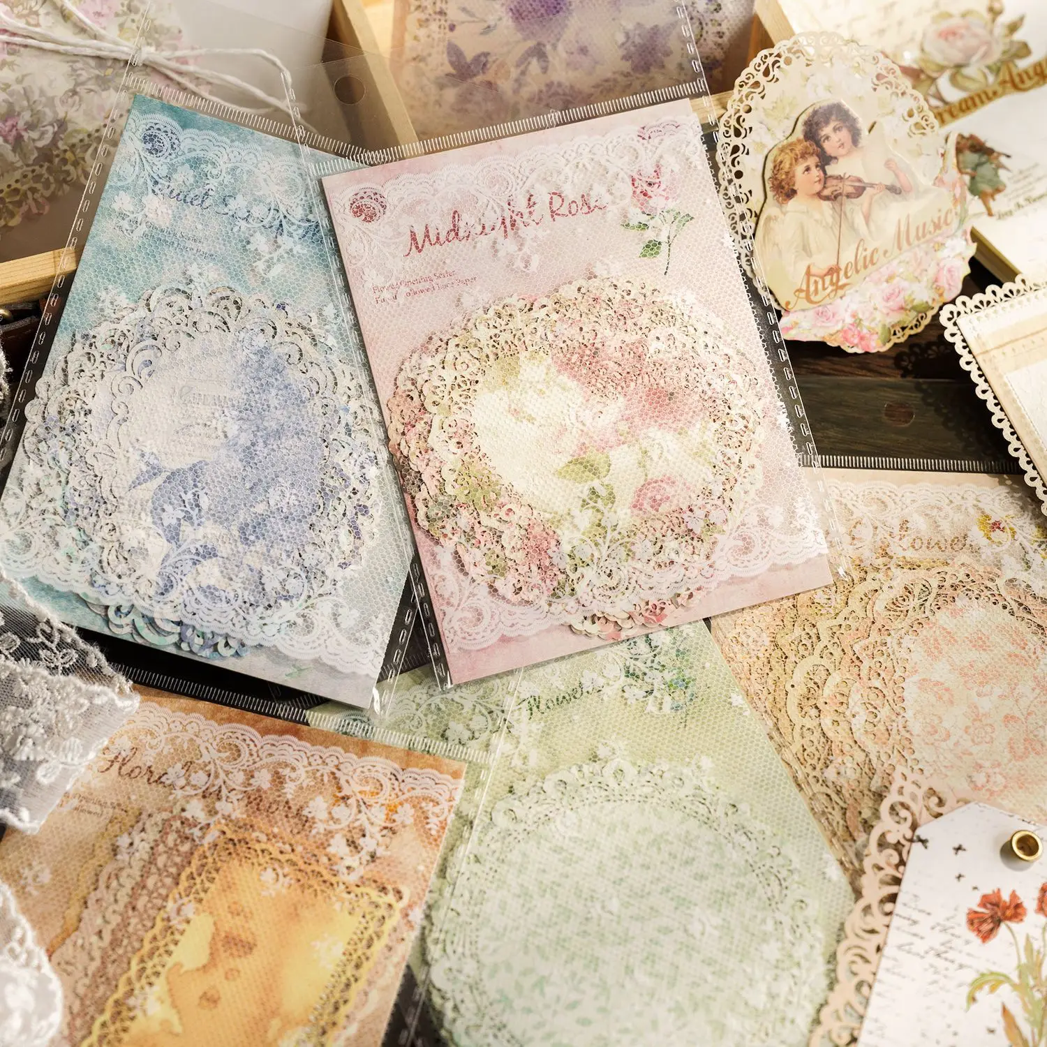 10Pcs Vintage Flower Lace Openwork Material Paper Card Arts & Crafts ...