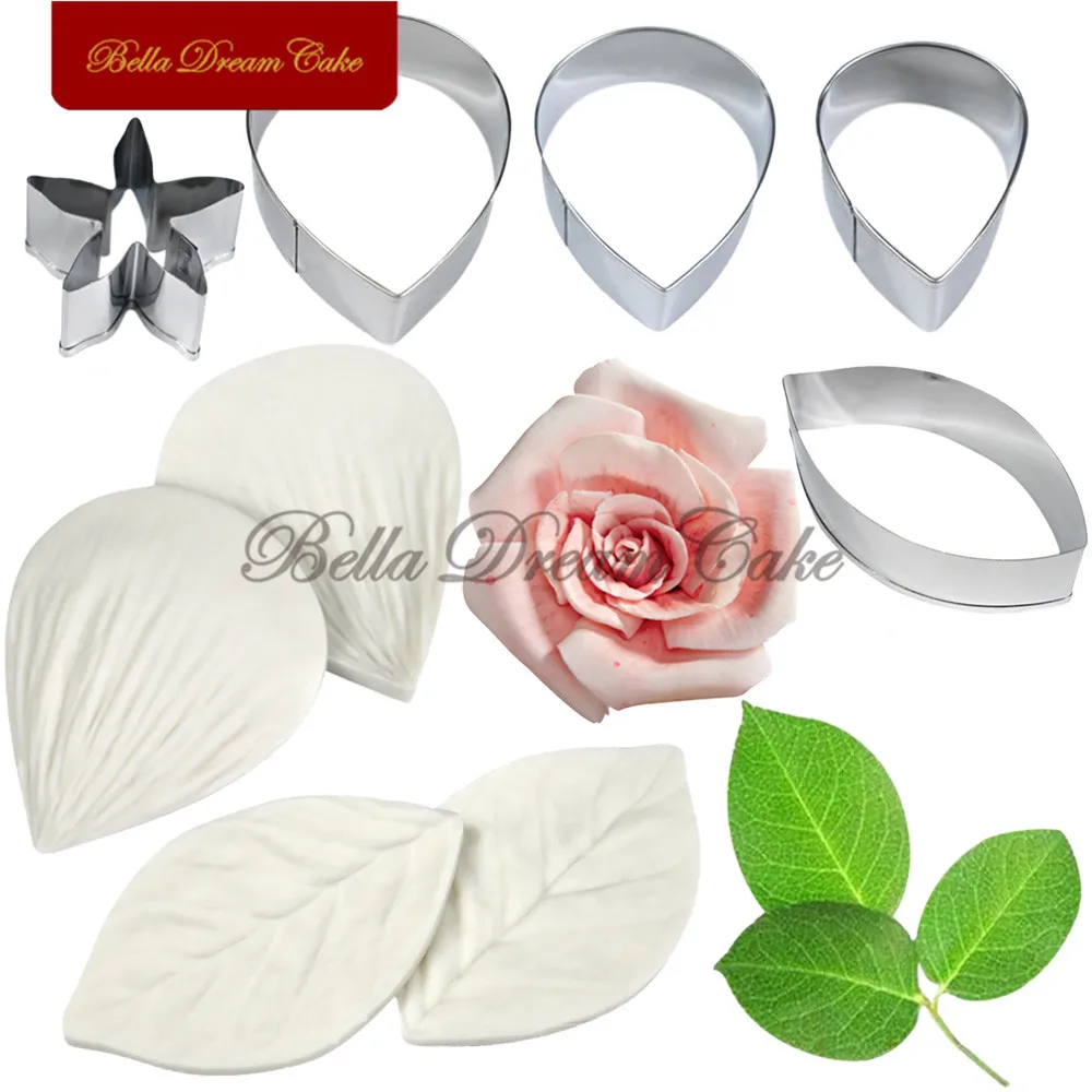 3D-Rose-Petal-Leaf-Veiner-Silicone-Mold-Fondant-Flower-Stainless-Steel ...