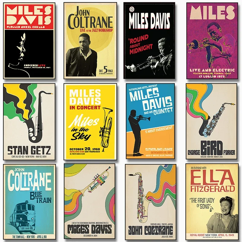 John Coltrane Miles Davis Jazz Musician Portrait Poster Print Saxophone ...