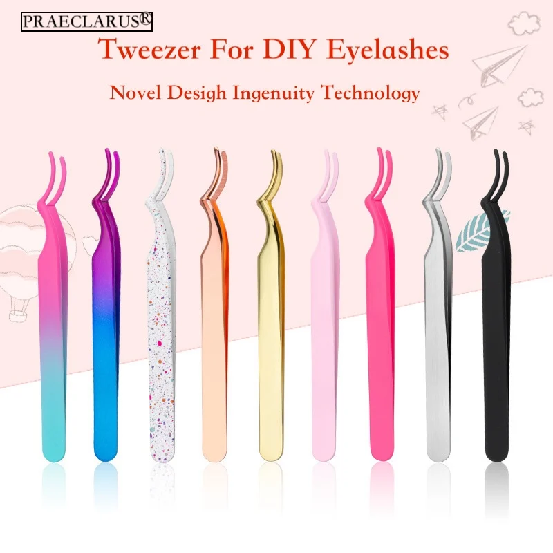 DIY-Lash-Applicator-Curved-Lash-Tweezers-Tool-Stainless-Steel-Nipper ...