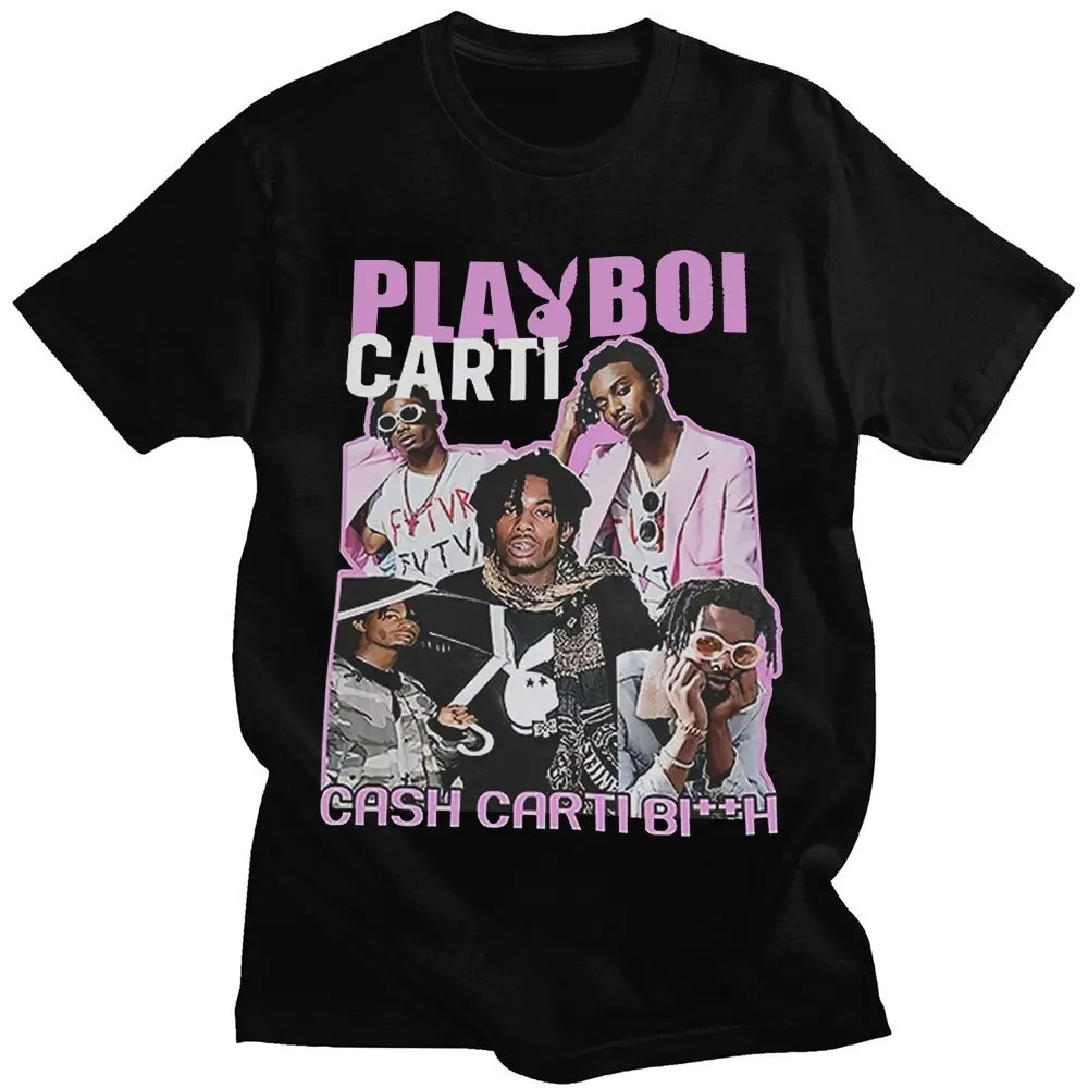Playboi Carti Print T-shirts Hip Hop Streetwear Short Sleeve Tops 100% ...
