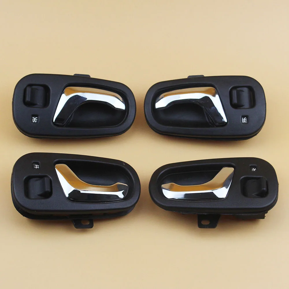 4PCS-Chrome-Knob-INTERIOR-INNER-Inside-DOOR-HANDLE-Front-Rear-Left ...