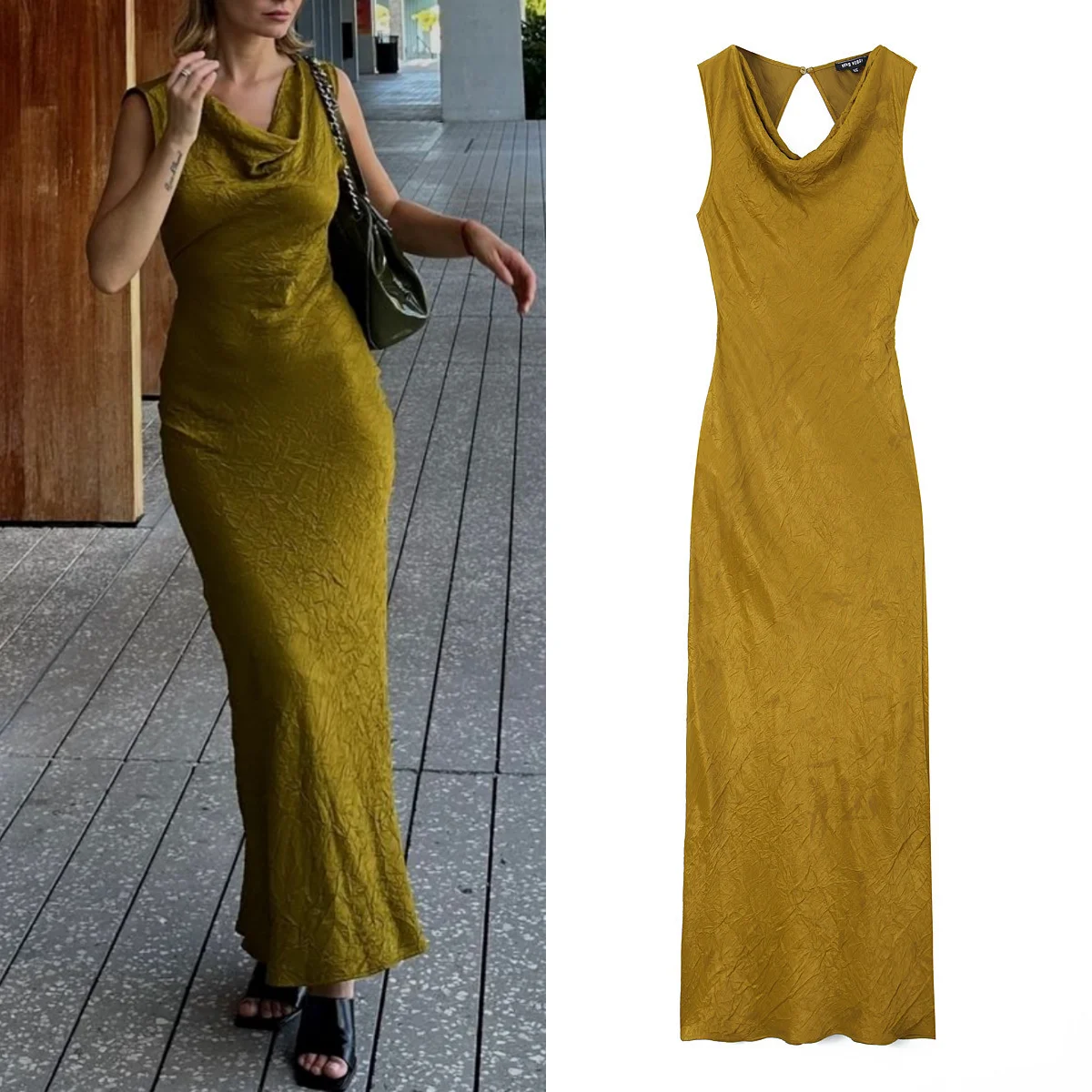 TRAF-vestido-Midi-plisado-Vintage-para-mujer-vestido-largo-sin-mangas ...