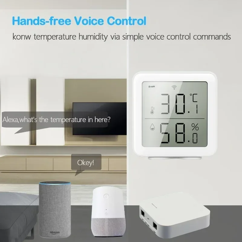 Wifi Temperature and Humidity Sensor Hose Google Home Type with LCD ...