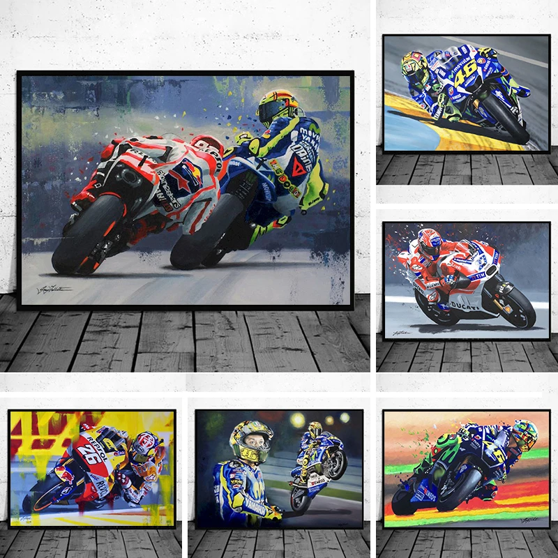 Abstract Motorcycle Championship Grand Prix Racer Poster Print Portrait ...