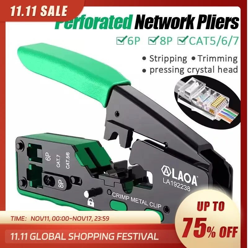 LAOA-Perforated-RJ-Terminal-Crimping-Pliers-6P-8P-CAT5-6-7-Through-hole ...