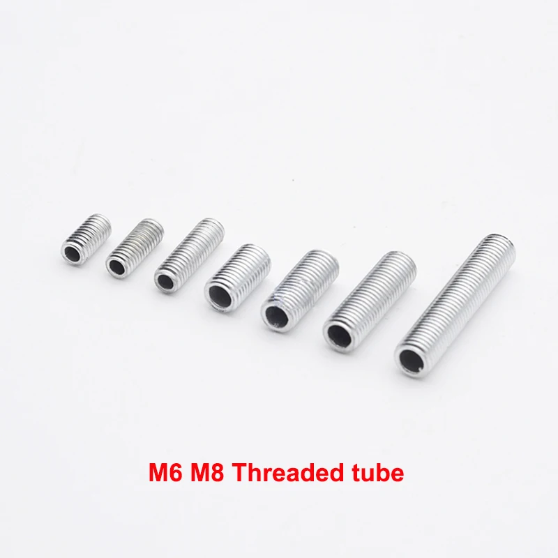 10pcs-M6-M8-Hollow-Full-Tooth-Threaded-Tube-Straight-Screw-Rod-For ...