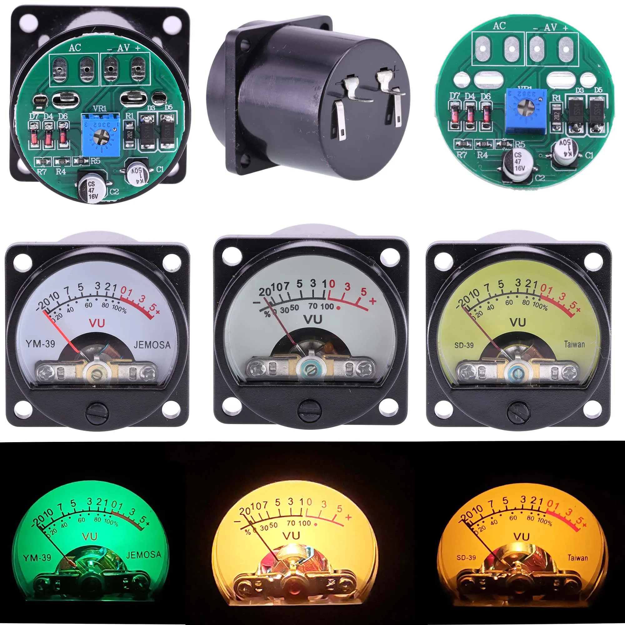 2PCS 35mm Panel VU Meter 500VU with Backlight Sound Pressure Meter+ VU ...