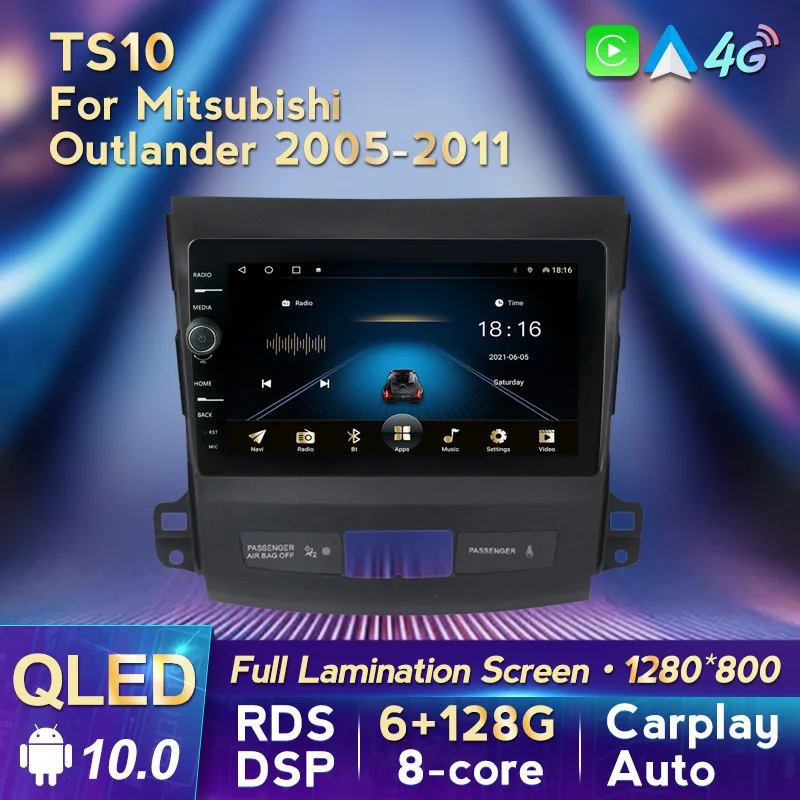 Android10 QLED Screen 6+128G Car Radio For Mitsubishi Outlander 2005 ...