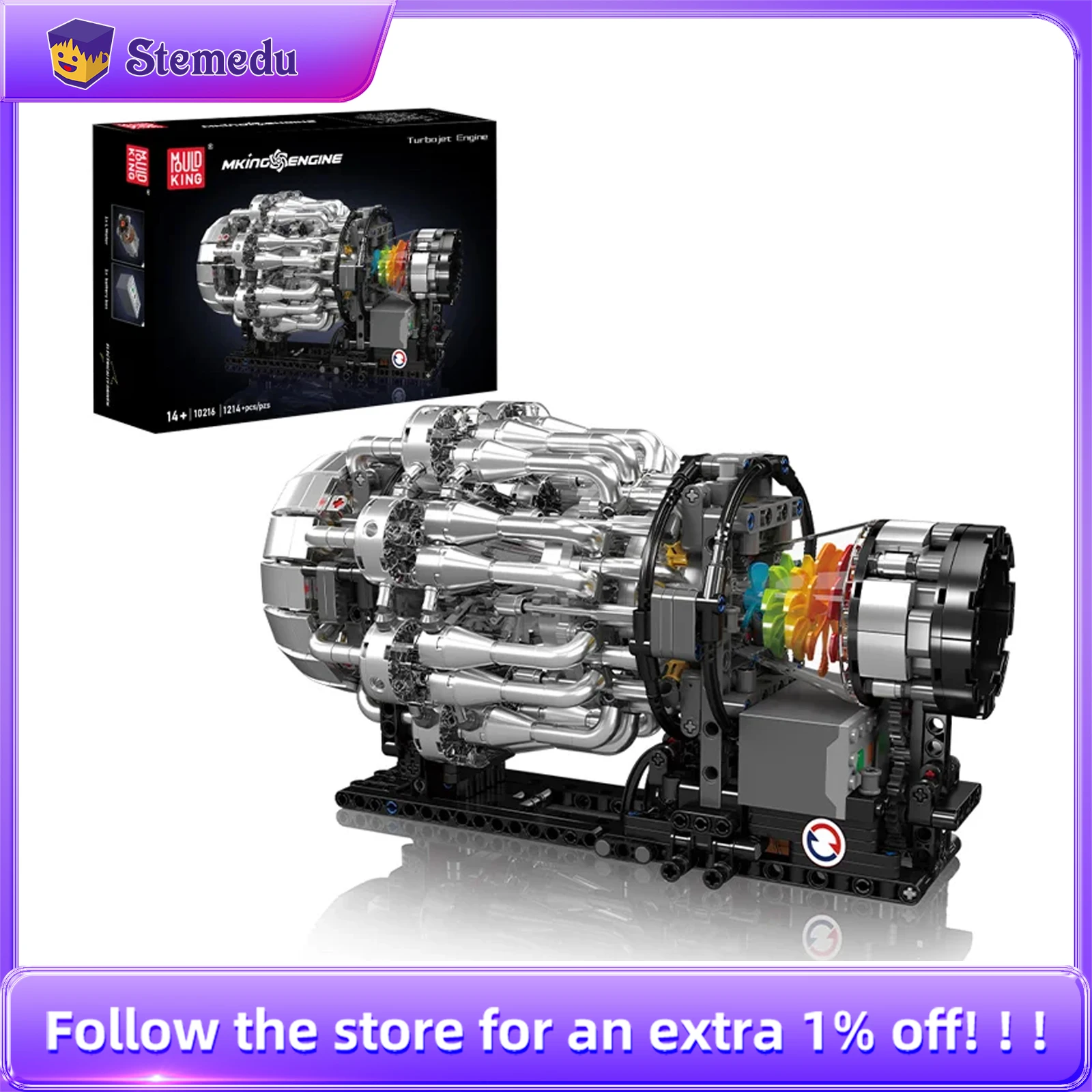 Mould King 10216 Turbojet Engine Model 1214pcs DIY Building Blocks ...