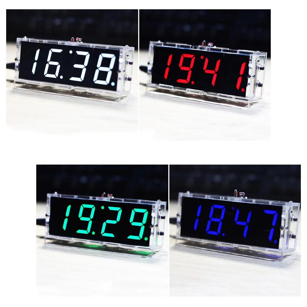 Compact-4-digit-DIY-Digital-LED-Clock-Kit-Light-Control-Temperature ...