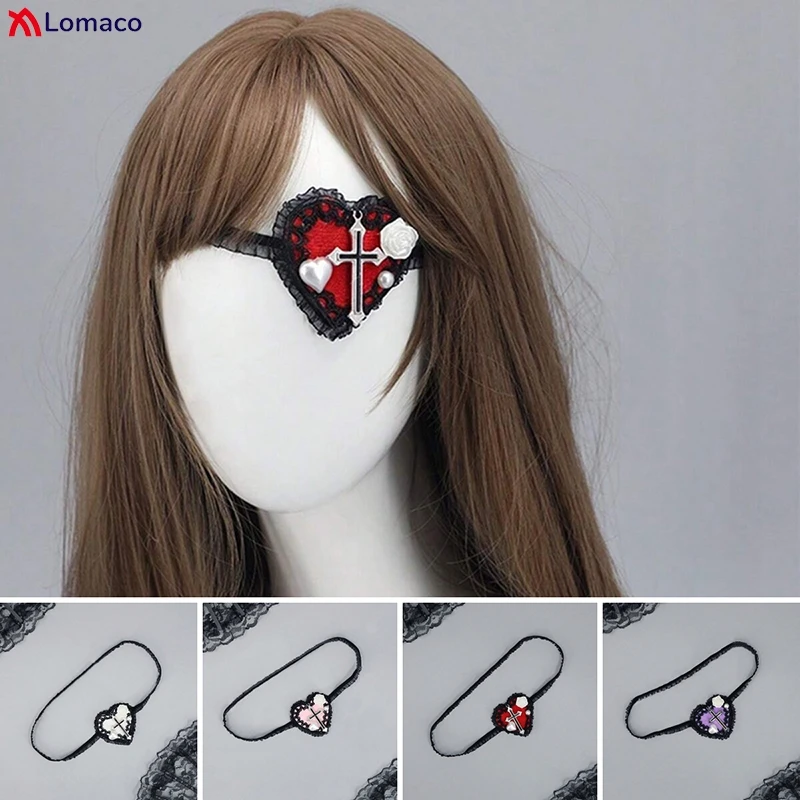 Gothic Eyepatch Heart Black Cross Eyepatch Cosplay Masks Eye Patch ...