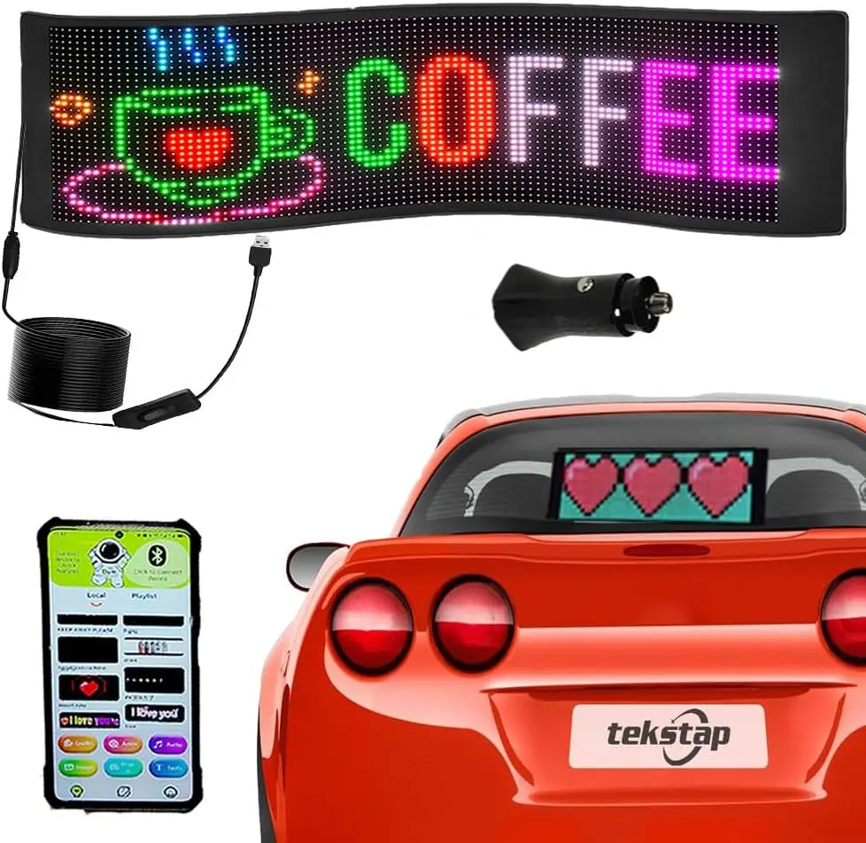 Led-Sign-5V-RGB-Display-LED-Car-Sign-8-Modes-Programmable-LED-Sign ...