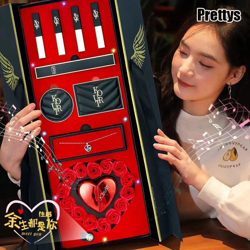 중국 화장품 메이크업 세트 립스틱 에어 쿠션 목걸이 향수 아이섀도우 트레이 메이크업 브러쉬 크리스마스 발렌타인 선물 상자