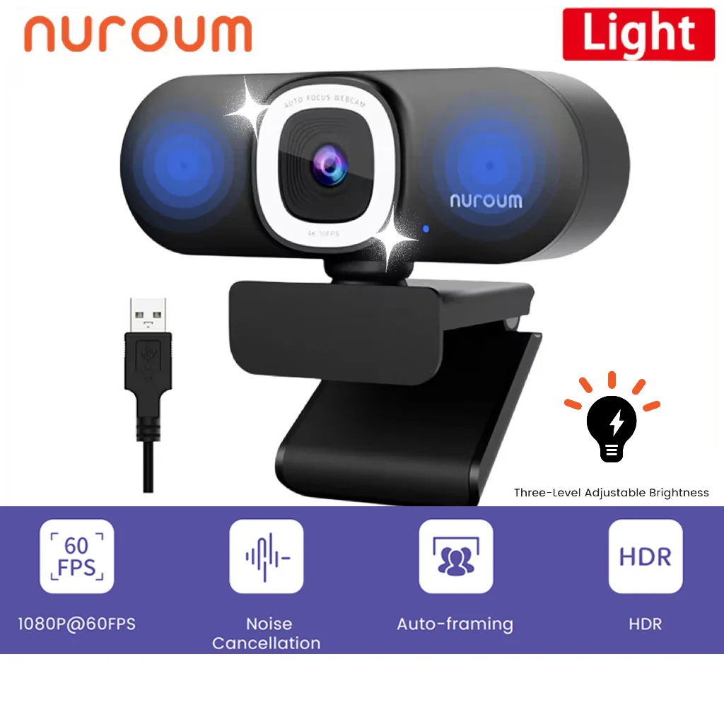 NUROUM-V32AFL-4K-HD-Webcam-with-Microphone-Auto-Focus-Auto-Framing-Web-Camera-with-Adjustable ...