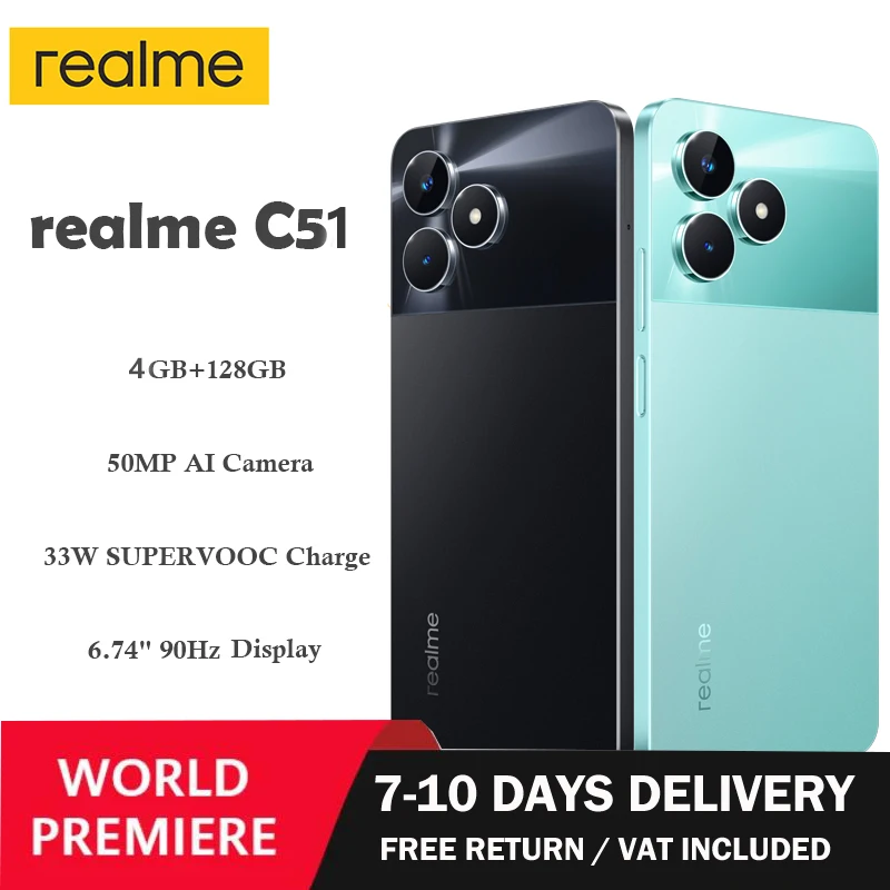 realme-C51-4-128-6-74-90Hz-Display-33W-SUPERVOOC-Charge-5000mAh-Battery ...