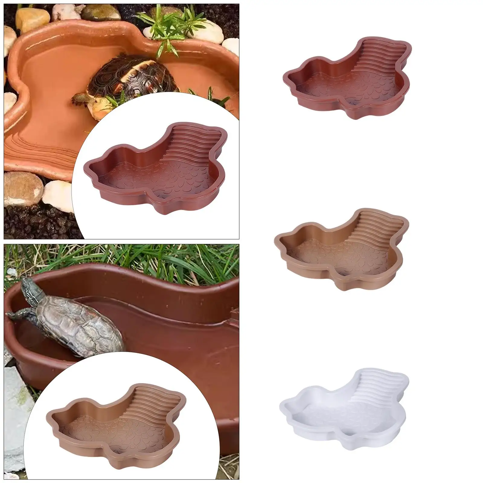 Reptile Bathing Pool with Ramp Habitat Decor Aquarium Ornament Reptile ...