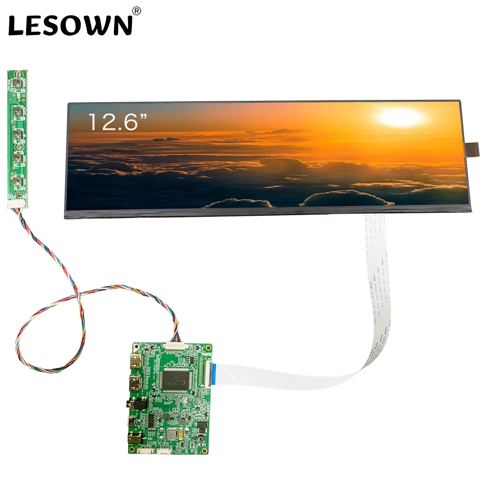 12.6 Inch Ips Touch Screen Lcd Display Module Long Stretched Touchscreen 1920x515 Hdmi Ultra ...