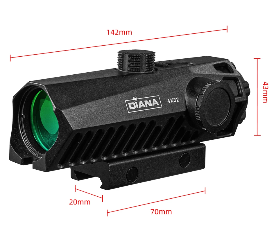 DIANA 4X32 Scope 20mm Optics Reflex Sight Scope Caliber Hold Recoil 223 ...