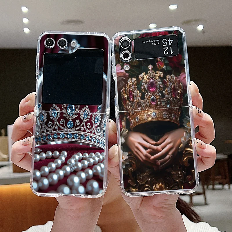 Luxury Crown Jewelry Flower Printed Phone Case for Samsung Galaxy Z ...