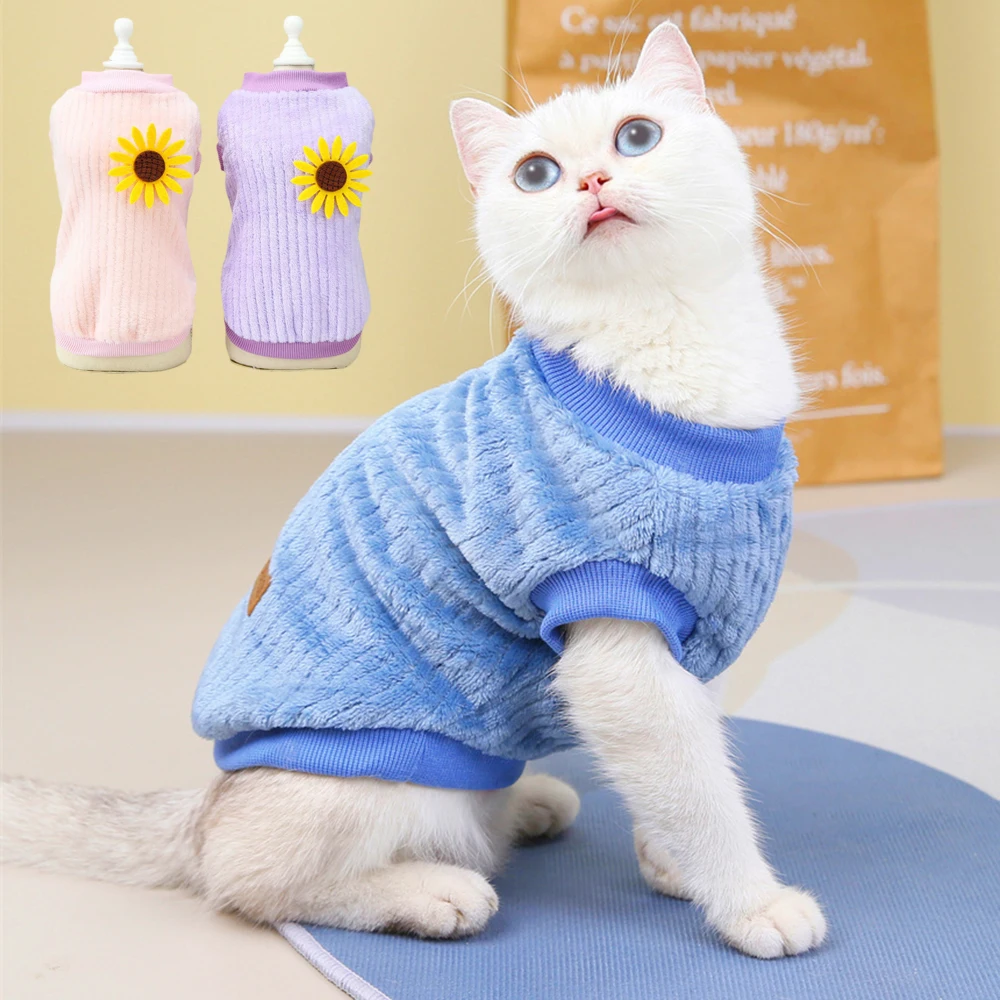 Warm Fleece Cat Puppy Sweater Autumn Winter Pet Clothes for Small Dogs ...