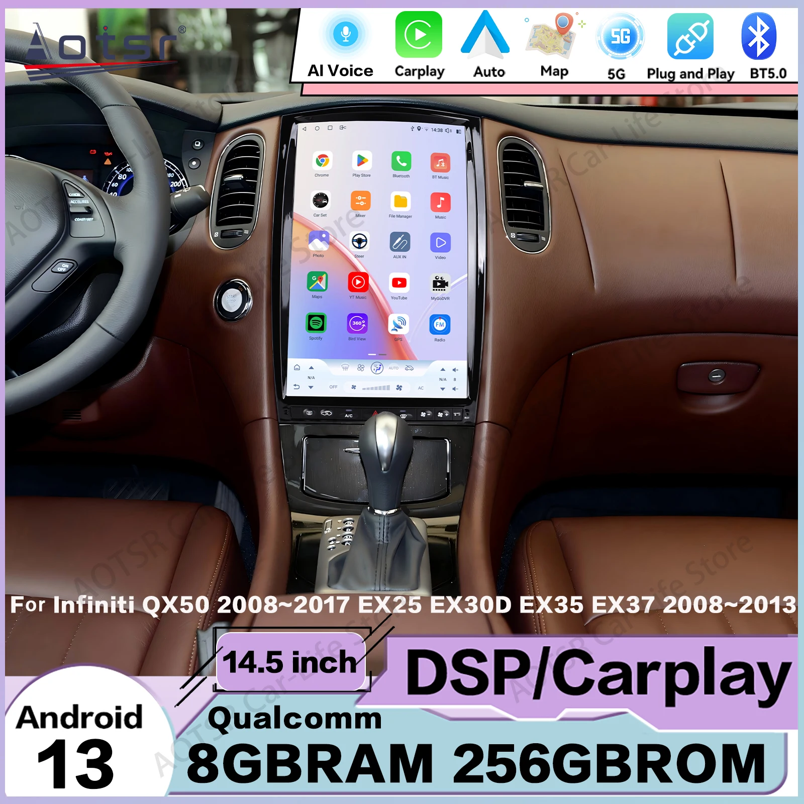 Qualcomm Multimedia Android Screen For Infiniti QX50 2008~2017 EX25 ...