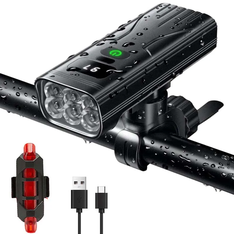 USB-Rechargeable-Bike-Headlight-with-LCD-Power-Display-with-5200-Lumens ...