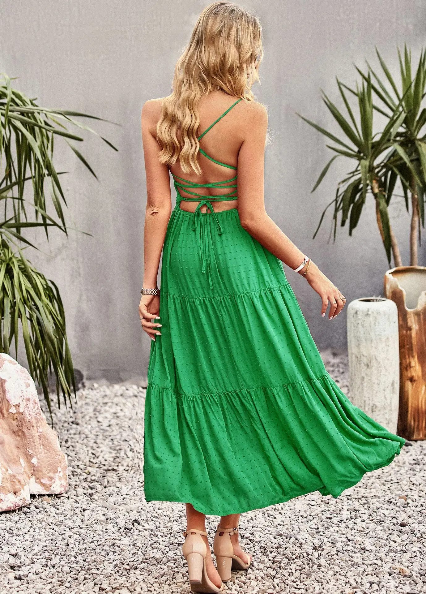 Fashion Open Back Sexy Sleeveless Slim Casual Party Maxi Dress