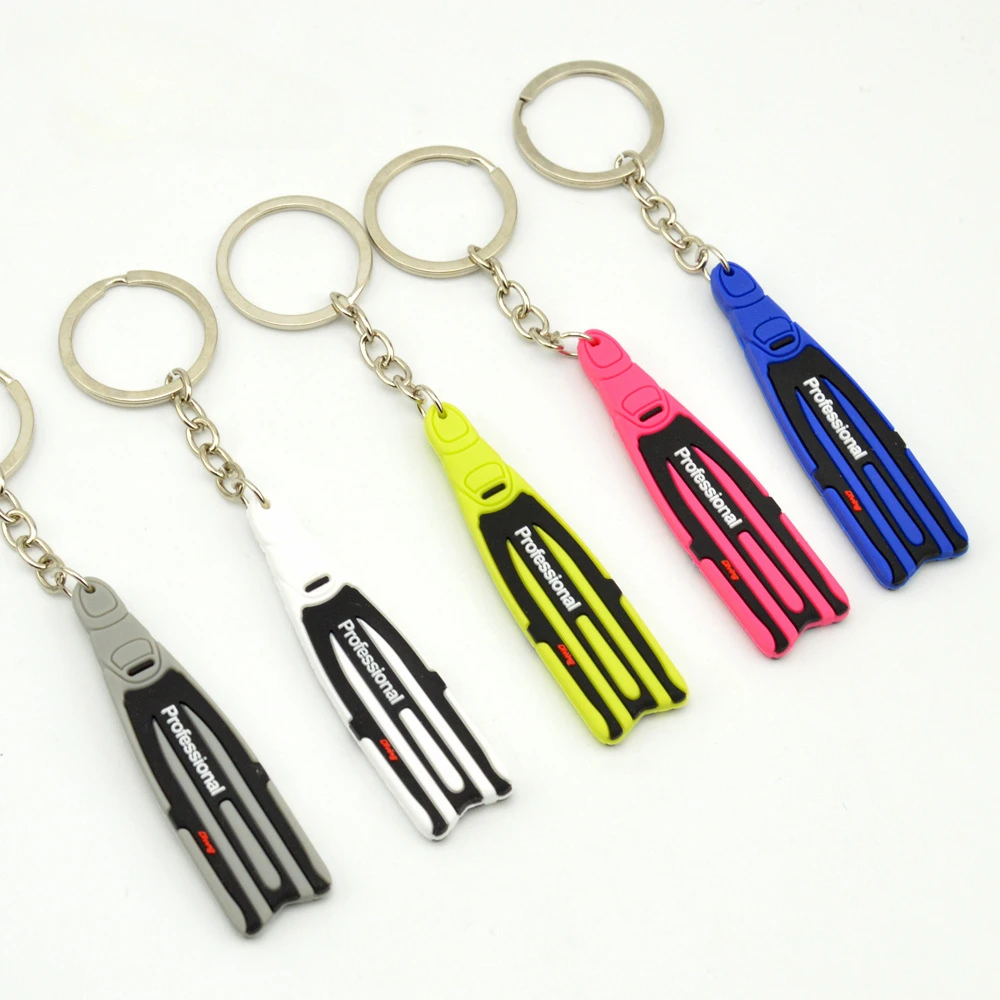 Silicone-Diving-Fins-Keychain-Swimming-Sports-Scuba-Key-Chain-Keyring ...