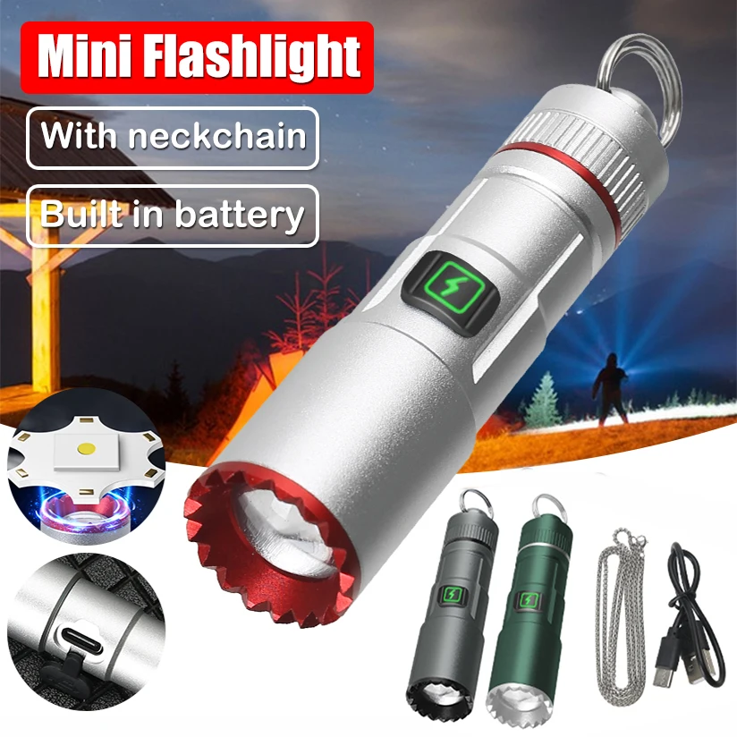 Rechargeable-Mini-Portable-LED-Flashlight-with-Neckchain-5-Lighting ...
