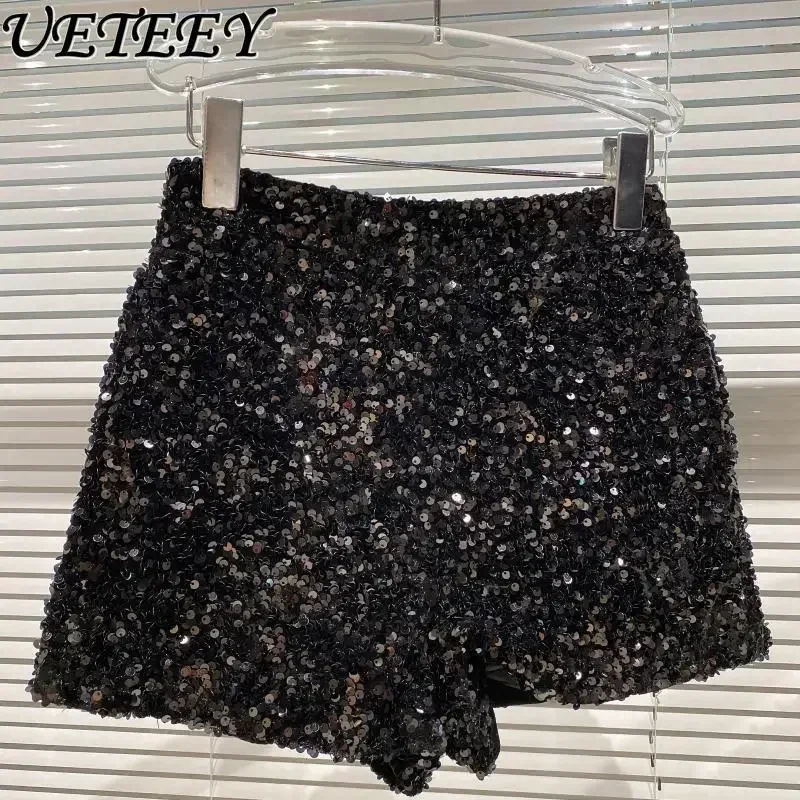 2025 New Summer Spring New Full Sequined Shiny Casual Shorts Heavy ...