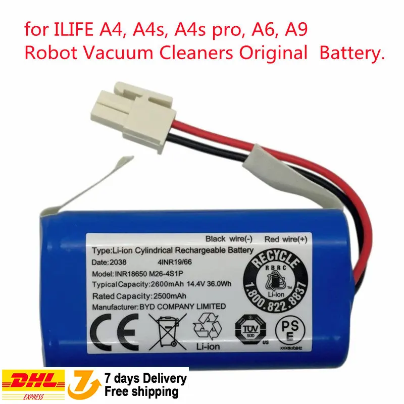 Batería de litio Original de 14,8 V y 2600mah para ILIFE A4, A4s, V7 ...