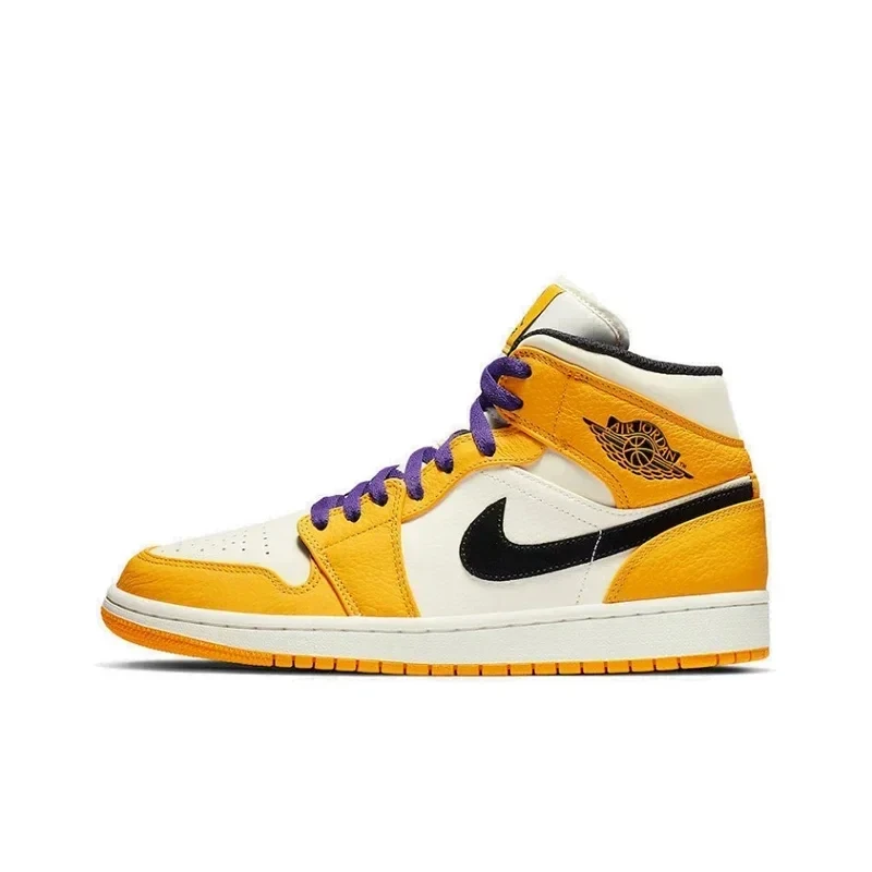 Zapatillas-de-baloncesto-cl-sicas-Retro-Air-Jordan-1-Mid-Lakers ...