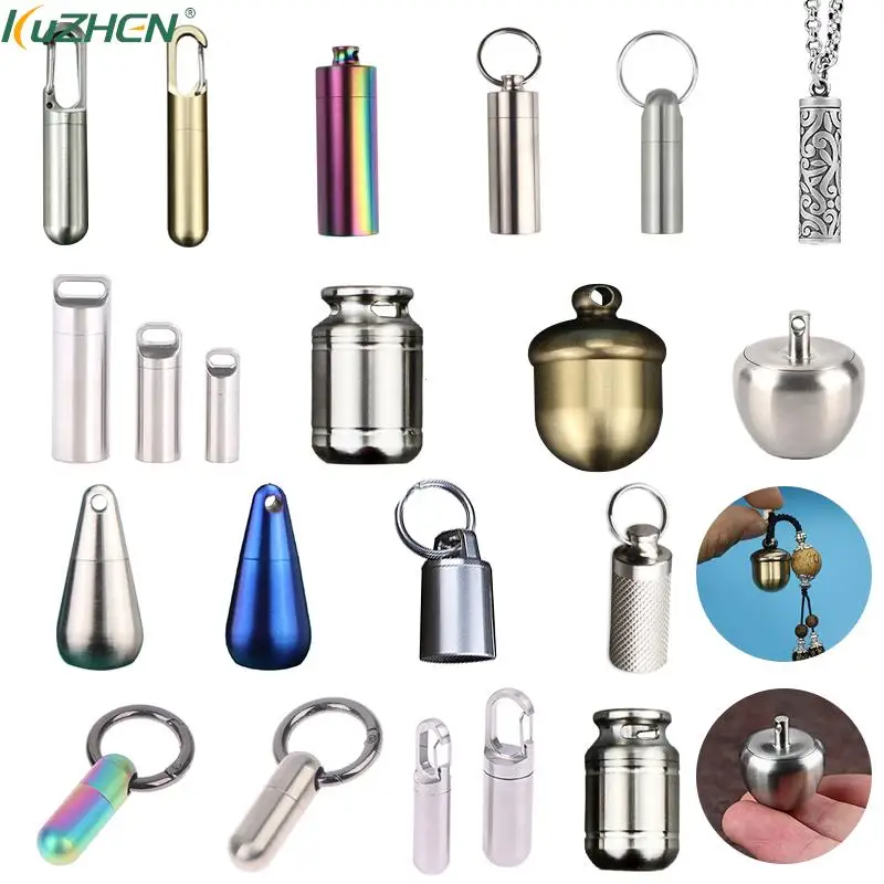 1pc Mini Titanium/stainless Steel Sealed Capsule Waterproof Pill Box ...