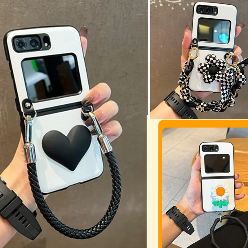 DIY-Fashion-Cute-Flower-Bracelet-Short-Chain-Leather-Case-For-Motorola ...