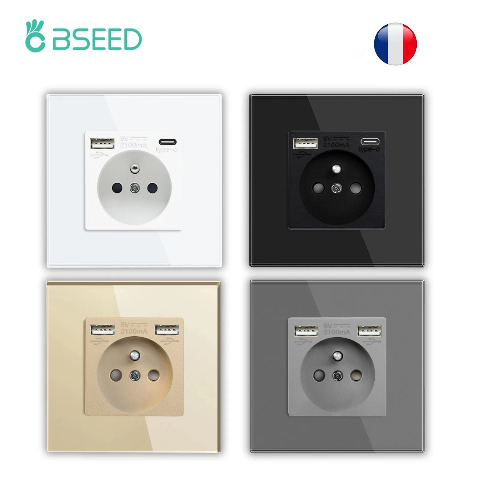 BSEED-Type-C-USB-French-Socket-Wall-Power-Socket-Electric-Socket-Outlet ...