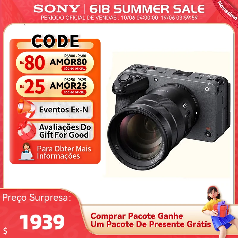 Sony FX30 Cinema Line Camera, Super 35 APS C Câmera Mirrorless, Câmera ...