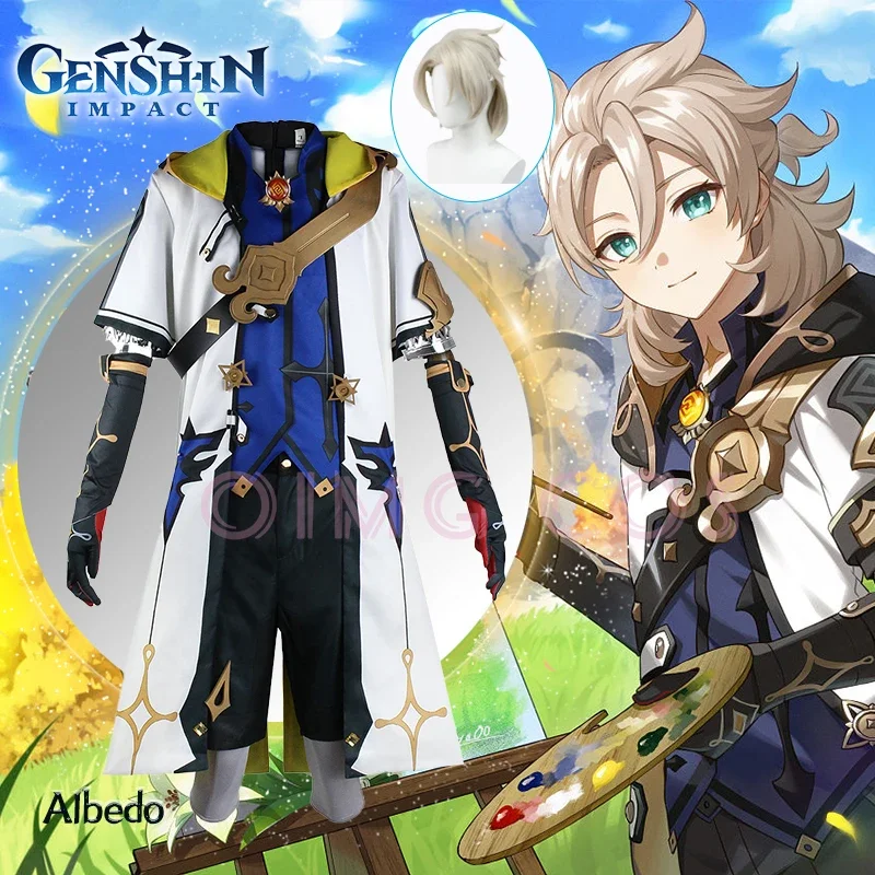 Genshin-Impact-Albedo-Cosplay-Costume-Adult-Carnival-Uniform-Wig-Anime ...